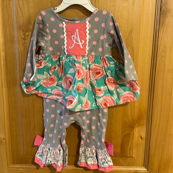 Ricrac & Ruffles | One Pieces | Rrr Ls Romper With A Mono | Poshmark